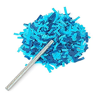 Battife 6Pack Gender Reveal Confetti Wands, Blue Confetti Shoot Poppers, Tissue Paper Confetti Flick Flutter Sticks for Boy Baby Born Shower Party Decorations Supplies - Blue 14inch