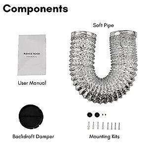 Slim Under Cabinet Range Hood in Stainless Steel, 36 Inch, Ducted Ductless Convertible Kitchen Hood, Dual-motor Exhaust Fan, Top and Rear Vent, 3-Speed, LED Lights, HTH HTHOMEPROD