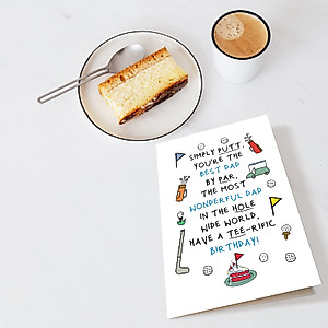 Chenive Funny Birthday Card for Dad from Son Daughter, Golf Dad Birthday Card from Kids, Humorous Birthday Greeting Card for Daddy, Have a Tee-rific Birthday