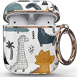 wenew Protective Airpods Case Cover Designed for Apple Airpods 2 & 1, Cute Fadeless Patterns Shockproof Hard Case Cover with Portable Keychain Clip for Girls Kids Women Men