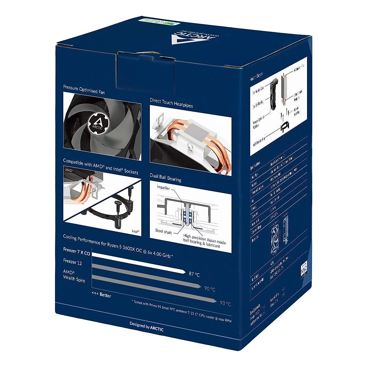 ARCTIC Freezer 7 X CO - Compact CPU Cooler for Continuous Operation, 100mm PWM Fan, Multi-Compatible with Intel & AMD, LGA1700 compatible, 300-2000 rpm (PWM Controlled), Pre-Applied MX-4 Thermal Paste