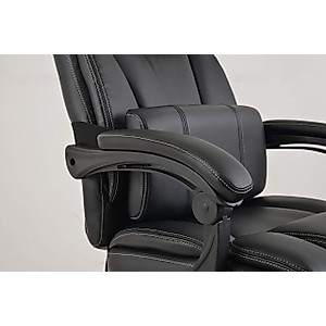 RINDOW Office Chair PU Leather/Double Cushion/Support pad and Foot stools, Comfortable Seats, Adjustable Chairs, Easy Assembly, Black