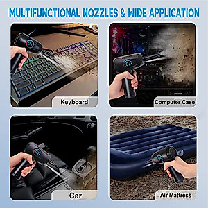 Koobesthy Compressed Air Duster, Computer Keyboard Dust Cleaner with 6000mAh Fast Charging LED Light, Electric Air Duster with LCD Display, 4 Gear to 51000RPM, Cordless Air Duster, Replaces Canned Air