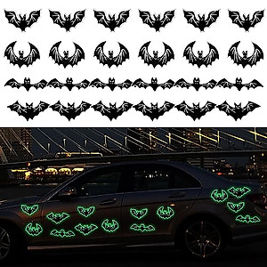 Kanayu 24 Pieces Halloween Magnets Decoration Glow Halloween Car Magnet Stickers Luminous Halloween Fridge Magnet Bats Magnetic Stickers Decorations for Garage Door Car Refrigerator Party