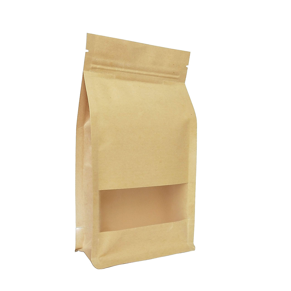 Couga Mall 50 PCS Universal Kraft Paper Packing Bag, Zip Lock Stand Up Storage Pouch Package Bag With Clear Window for Storing Snacks, Beans, Seeds and Tea Leaves(5.5"*9.4")