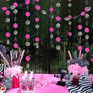Cheerland Zebra Stripe Glitter Black Rose Red Circle Garland Summer Hanging Decoration Jungle Banner Wildlife Backdrop Safari Decor for Bday/Birthday Sweet 16 and African Animal Themed Party (circle)