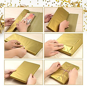 Koogel 86 Sheets Gold Metallic Tissue Paper, 20 x 14 Inch Tissue Paper for Gift Bags Gift Wrapping Tissue Paper for DIY Crafts Wedding Birthday Christmas