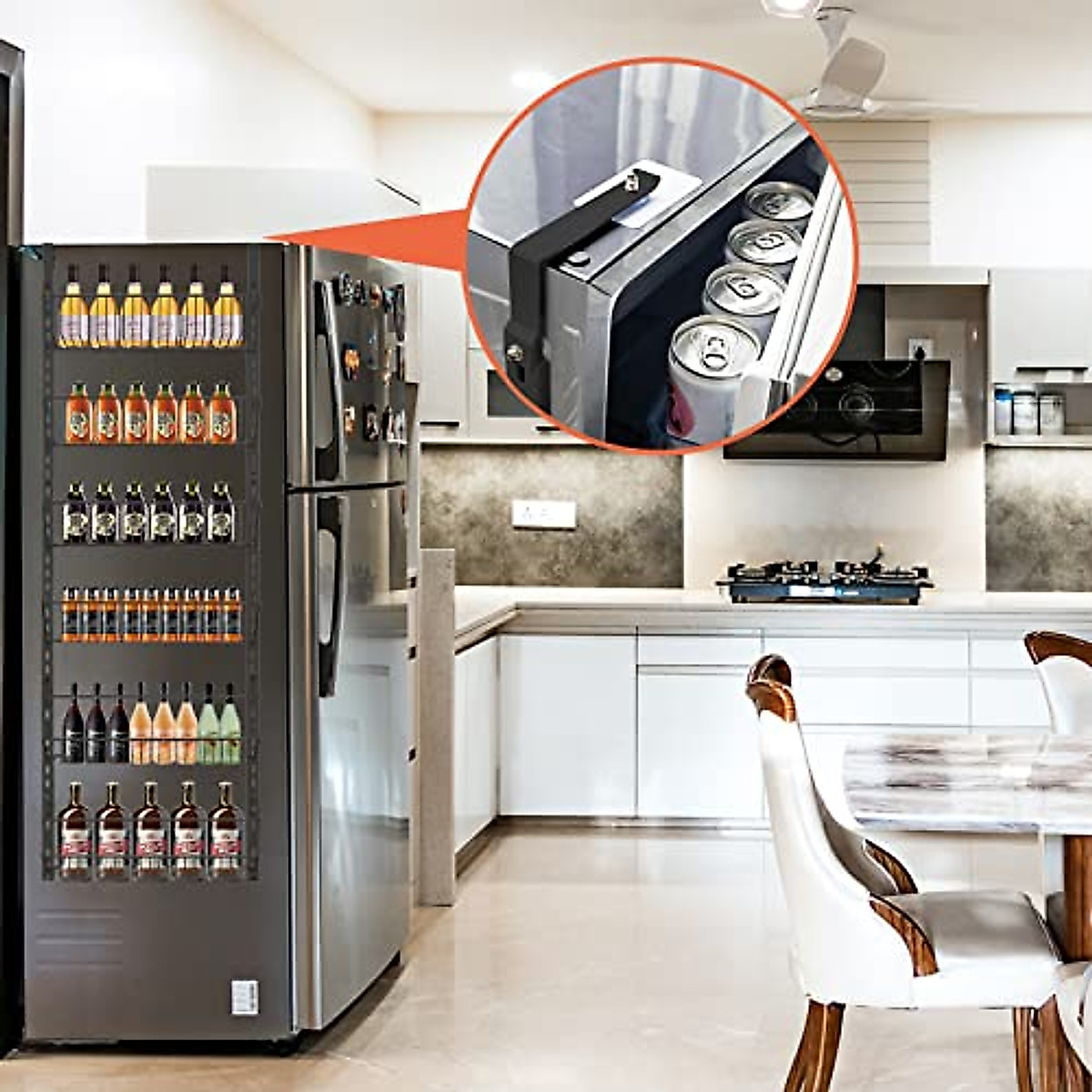 CiWiVOKi Over The Door Pantry Organizer With 6 Adjustable Metal Wire Baskets - Closet Organizer Hanging Spice Space Saver,17.6" W×53.5" H Pantry Door Organizer, Fridge Spice Rack Organizer, Black