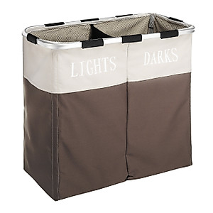 Whitmor Easycare Double Laundry Hamper - Lights and Darks Separator - Java