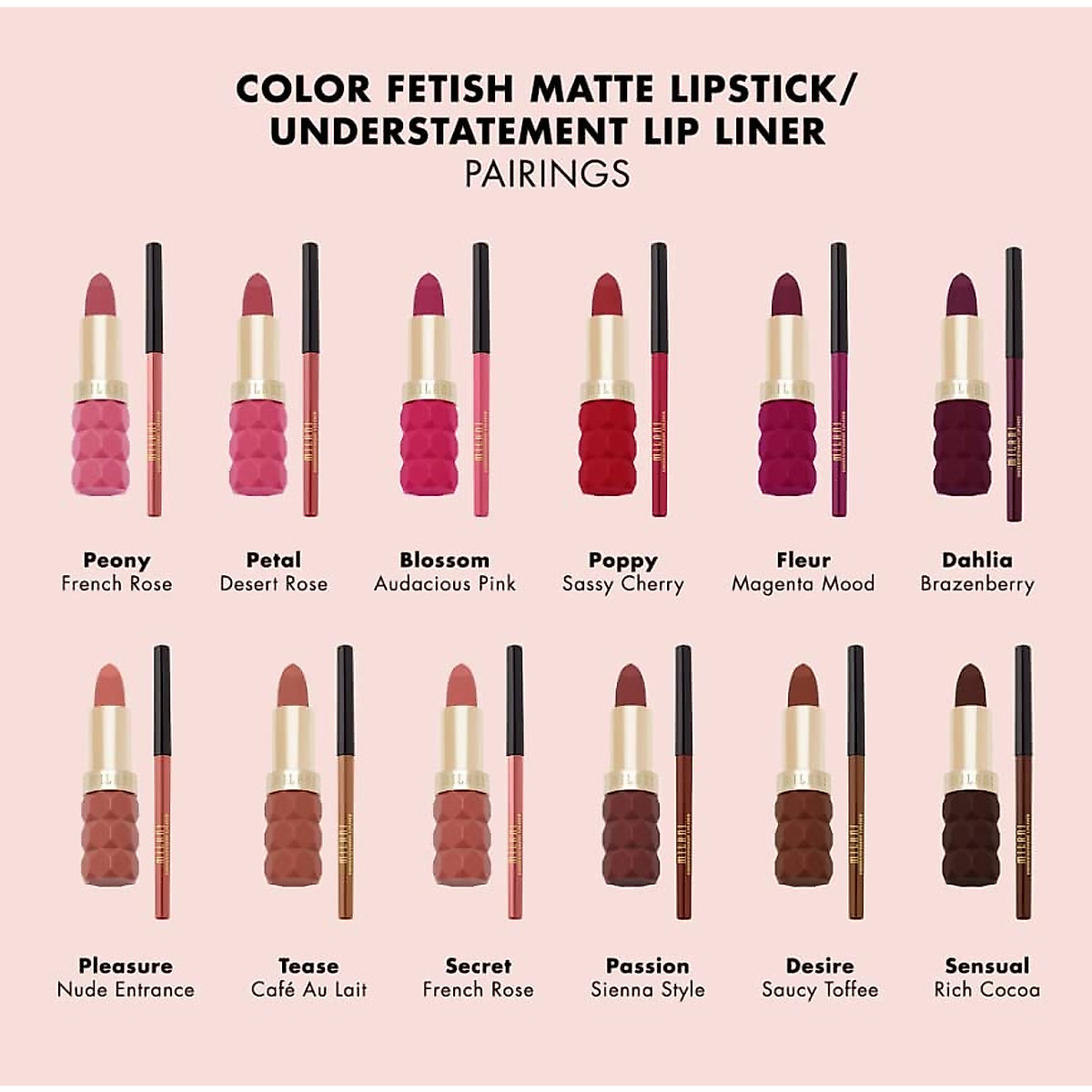 Milani Color Fetish Lipstick and Understatement Lipliner Bundle - Tease & Cafe Au Lait