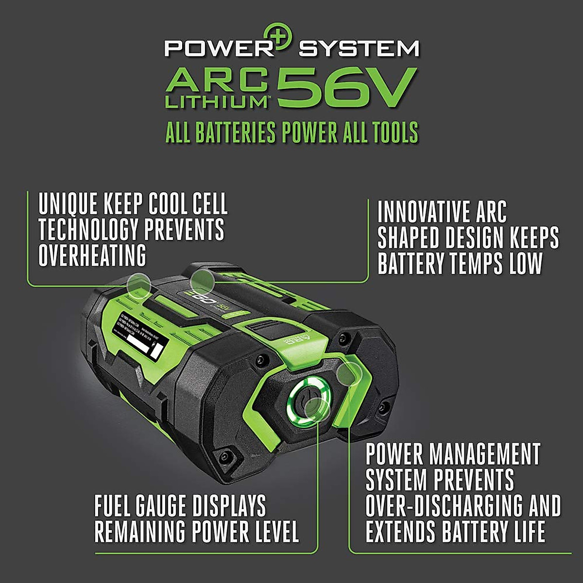 EGO Power+ BA1400T 56-Volt 2.5 Ah Battery with Upgraded Fuel Gauge (3rd Generation) , Black