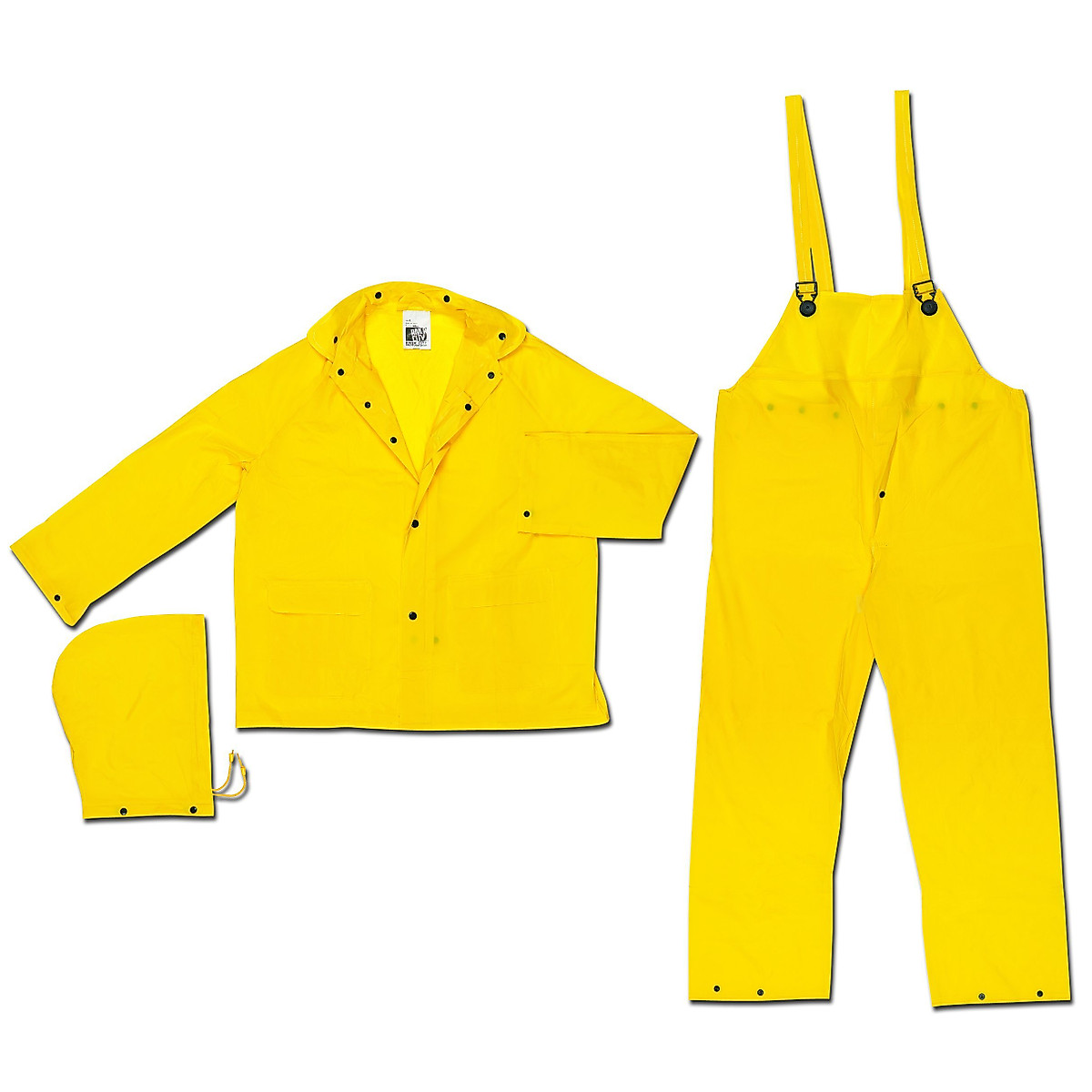MCR Safety O703L Squall PVC Single Ply 3-Piece Rainsuit, Yellow, Large
