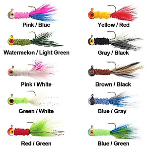 XFISHMAN-Crappie-Jigs-Marabou-Feather-Hair-Jigs-for-Crappie-Fishing-baits-and-lures kit Panfish Trout 1/8 1/16 1/32 oz