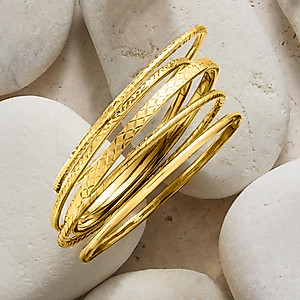 Ross-Simons 18kt Gold Over Sterling Jewelry Set: 5 Textured Bangle Bracelets