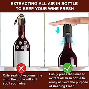 [2 PACK]Wine Bottle Stoppers,Real Vacuum Wine Stoppers,Reusable Wine Preserver,Wine Corks Keep Fresh,Best Gifts for Wine Lovers for christmas gifts.