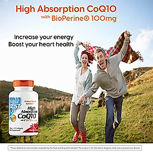 Doctor's Best High Absorption CoQ10 with BioPerine, Gluten Free, Naturally Fermented, Heart Health, Energy Production, 100 mg, 120 Count