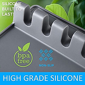 Cheer Collection Silicone Utensil Holder, Heat Resistant Spoon Rest for Kitchen Counter, Spoon Holder for Stove Top with Drip Pad for Spoons Ladles Tongs, Dishwasher Safe Kitchen Gadgets Holder