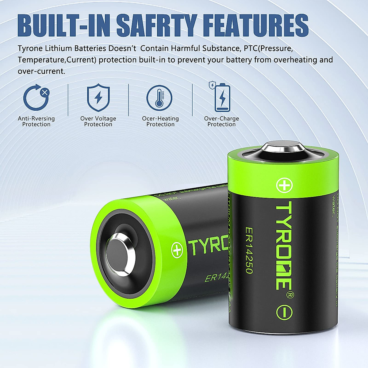 tyrone ER14250 1/2AA 3.6v Lithium Battery LS14250 1200 mAh 1/2aa Batteries Compatible with Dogwatch Dog Collar Meter Sensor/Movement Monitor/Home Security/Alarm System [ Value Packing ][ 16 Pack ]