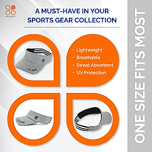EQ SPORT Sun Visors for Women and Men - Stretchy Elastic Band Golf and Tennis Visors for Women - Black Sport Visor Hats