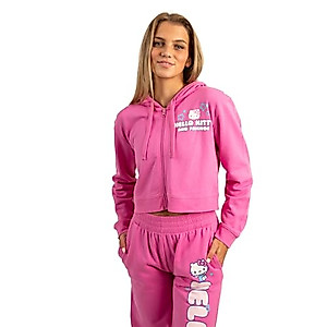 Hello Kitty Adult Zip Up Hoodie and Jogger Set-S Pink