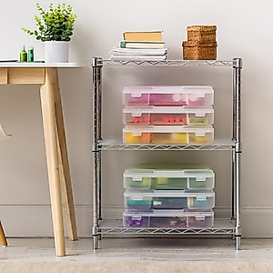 IRIS USA Fits 12" x 12" Paper, 6 Pack Thick Portable Plastic Scrapbook Paper Storage Cases with Built-in Handle for Art and Craft Supplies Yarn File Paper Office Documents Toys, Rounded Corner, Clear