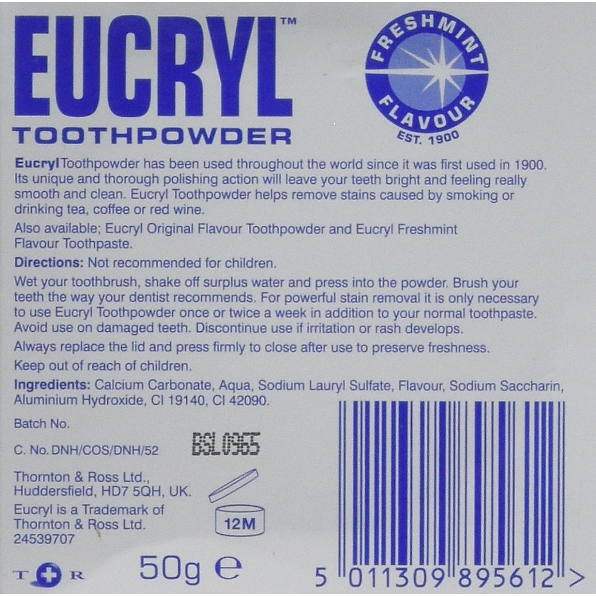 Eucryl Toothpowder Freshmint 50g