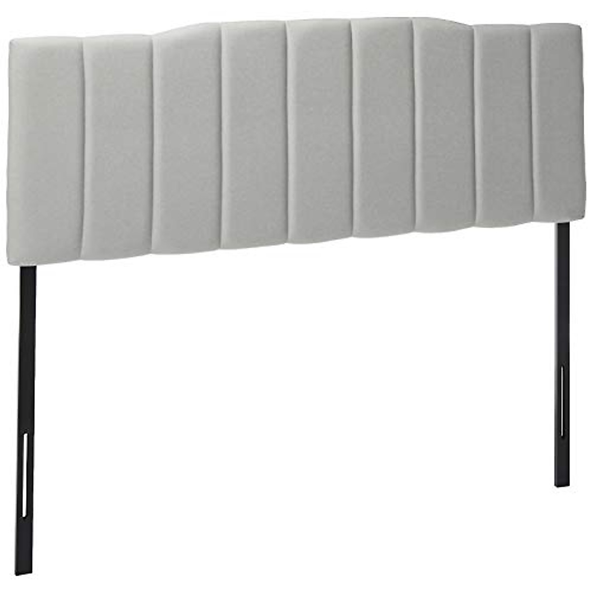Zinus Satish Upholstered Channel Stitched Headboard in Light Grey, Queen