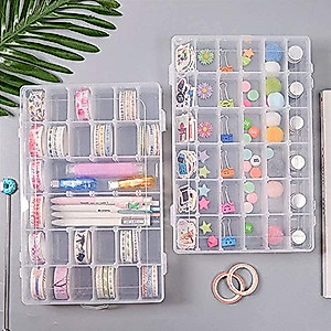 Juvielich Clear Plastic Organizer Box, 15 Grids Storage Container Jewelry Box with Adjustable Dividers, for Beads Art DIY Crafts Jewelry Fishing Tackles 11.02"x6.69"x2.17"(LxWxH)