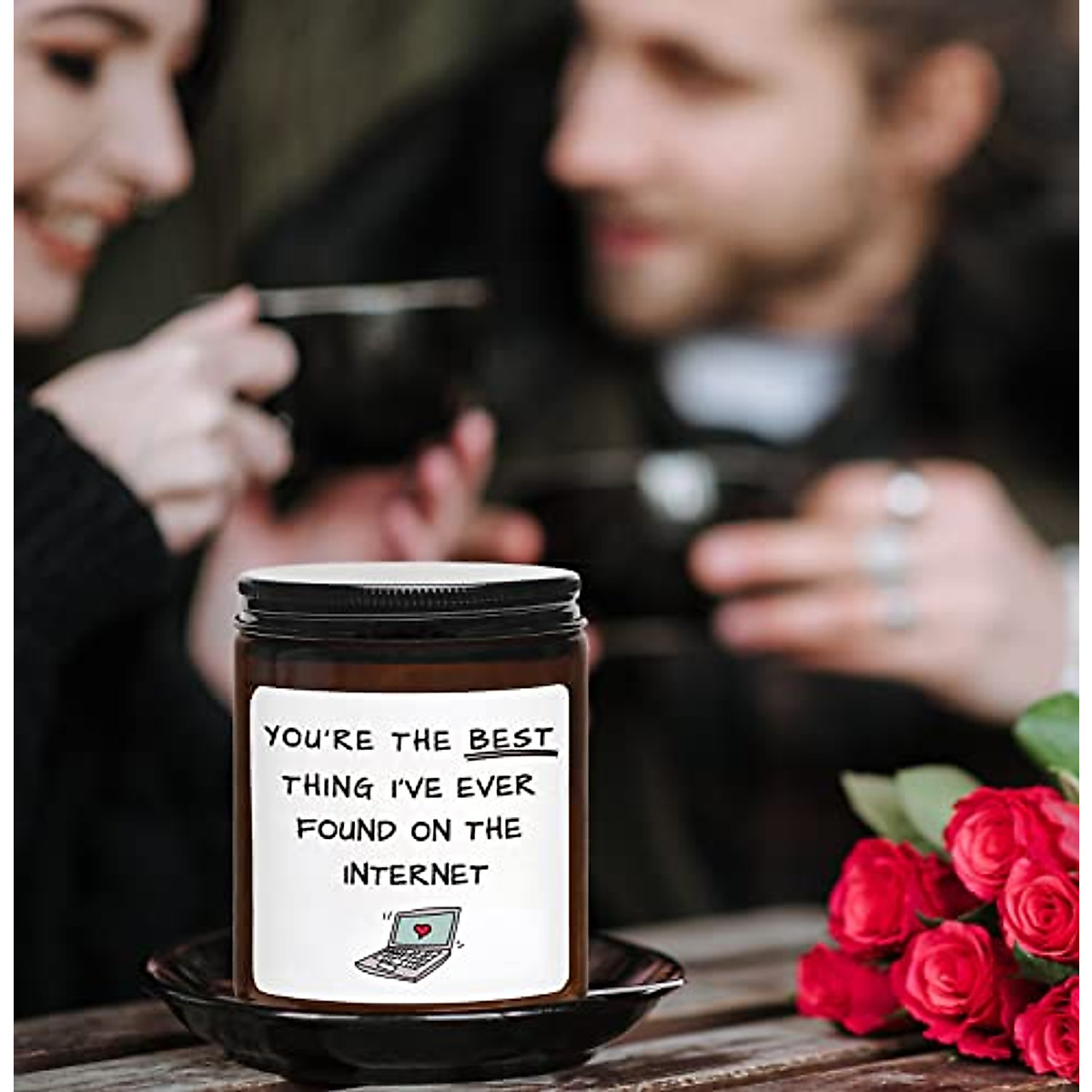 Romantic Gifts for Her Him, Online Dating Gifts, Best Thing I've Ever Found Internet, Anniversary, Valentines Day, Birthday Gifts for Boyfriend Girlfriend BFF Bestie, Sandalwood Rose Candle