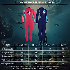 LayaTone Kids Wetsuit 3/2mm Neoprene Full Body Kids Wet Suits for Boys Girls One Piece Wetsuit for Swimming Diving Surfing Freediving Canoeing