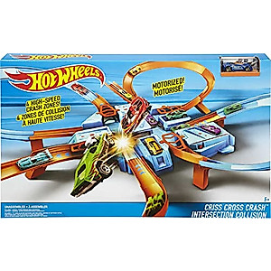 Hot Wheels Toy Car Track Set, Criss Cross Crash with 1:64 Scale Vehicle, Powered by a Motorized Booster [Amazon Exclusive]