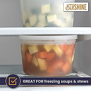 BluShine [12 Sets - 64 oz.] Plastic Deli Food Storage Containers with Airtight Leak Proof Lids - Washable And Reusable - Recyclable BPA-Free - Microwave, Fridge, and Freezer Safe