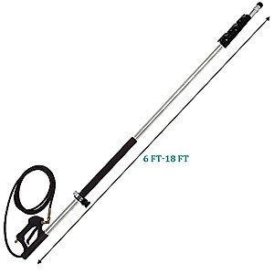 Biswing Commercial Grade Telescoping Pressure Washer Wand for Pressure Washers with Belt, Gutter Cleaner Attachments & 5 Nozzle Tips, 4000 PSI