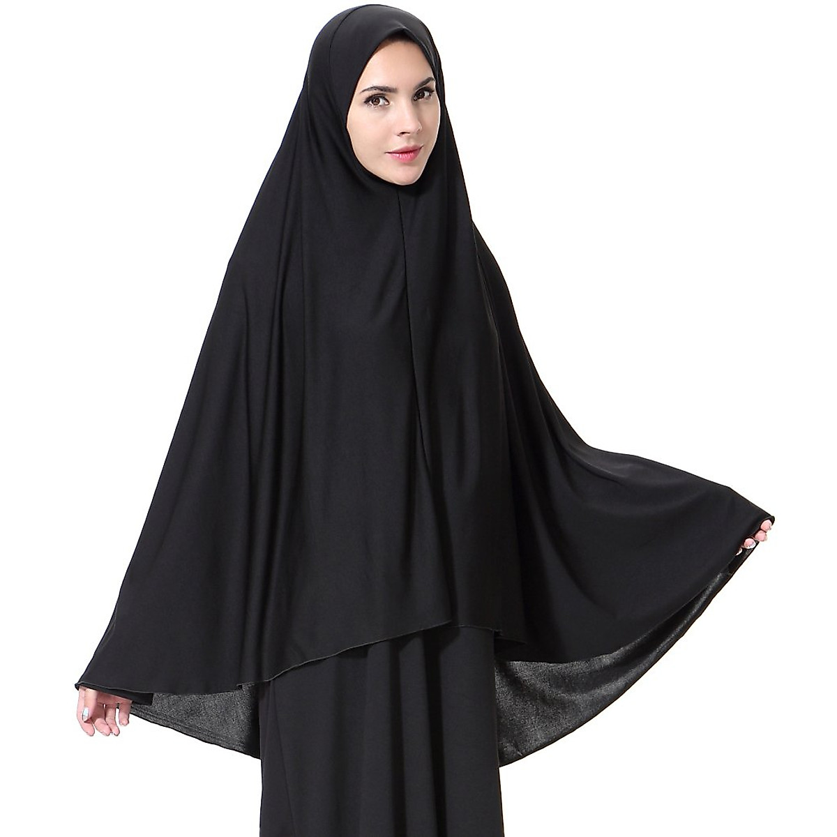 Women's Elegant Modest Muslim Islamic Ramadan Soft Lightweight Jersey Hijab Long Scarf, Black, M