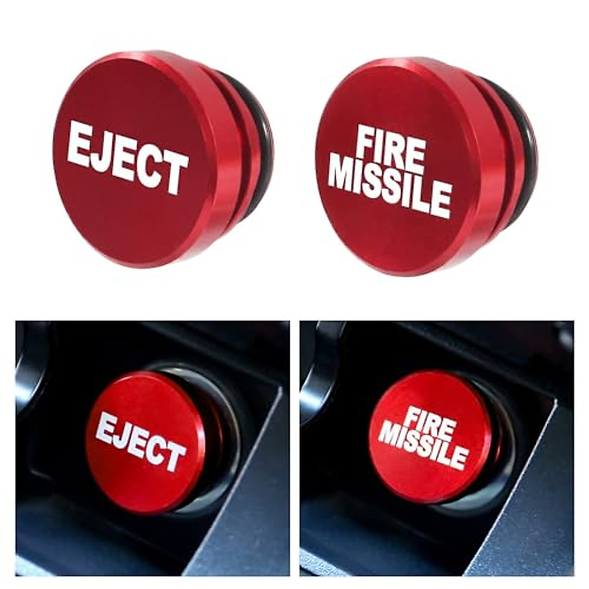 Gseigvee 2 PCS Car Cigarette Lighter Cover, Metal Cigarette Lighter Dust-proof Plug, Cigarette Lighter Scratch-resistant Protective Decoration, Universal Internal Accessories for Most Cars (Red)