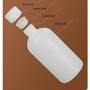 TOPWEL 2PCS 1000ml/34oz Empty Plastic Small Mouth Graduated Lab Chemical Container Reagent Bottle Sample Liquid Sealing Reagent Bottle Boston Rounds Liquid Storage with Inner Plug