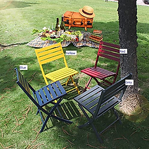 PRIVATE GARDEN Outdoor Folding Chair Set of 2 Aluminum Patio Dining Chairs Lightweight Bistro Chairs All-Weather Lawn Chairs for Garden, Poolside, Backyard, Camping, RV, Beach (Grey)