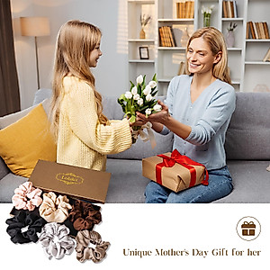 Lolalet Scrunchies for Women, Satin Hair Scrunchies Softer Than Silk Hair Ties, Big Scrunchy Ponytail Holder for Thick Thin Hair -6 Pack, Style A