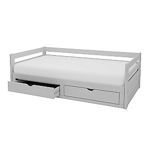 Alaterre Furniture Jasper Twin to King Extending Day Bed with Storage Drawers, Dove Gray