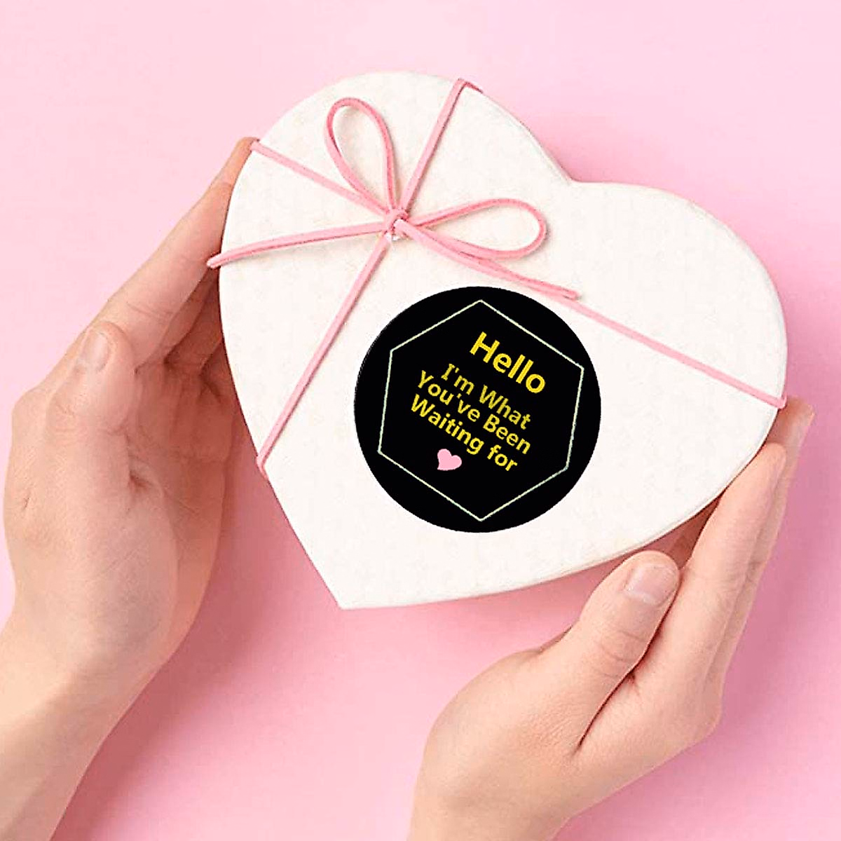 2" Round Black Hello, I'm What You've Been Waiting for Stickers,Say Hello to Your New Favourite Stickers - Pink Business Thank You Stickers, Shipping Stickers 500 Total Labels
