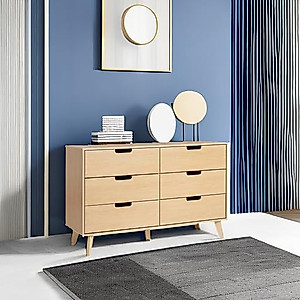 Walker Edison Modern 6-Drawer Dresser Bedroom Storage Organizer, 52 Inch, Riviera