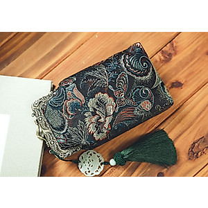 Jan&Dee Silk Womens Small Crossbody Bag, Tassel Cell Phone Purse Holder Wallet Butterfly