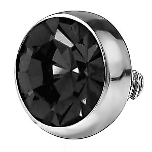 Forbidden Body Jewelry 14g 316L Internally Threaded Ultra Thin Flat Disc Black 4.4 mm Gem Top for Dermal Piercing