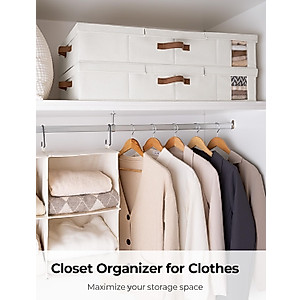 StorageWorks Under Bed Storage with Lid, Underbed Storage Containers with Handles, Underbed Organizer for Bedroom, Foldable Clothing Storage Bins, Box for Blankets, Large, Beige, 2-Pack