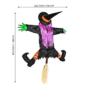 BABYLIAN 54.3" Large Crashing Witch Into Tree,Halloween Haunted Yard or House Prop Decoration, Halloween Party Supplies for Indoor Outdoor Patio Lawn Garden Decor