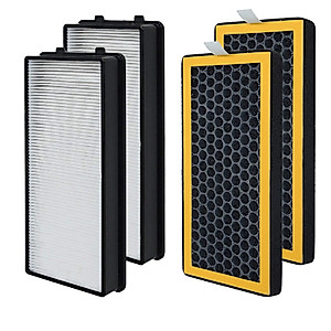PUREBURG AT-PET01 AT-PET02 True HEPA Filter Set Compatible with HoMedics AT-PET01 AT-PET02 TotalClean PetPlus Whisper-Quiet Oscillating Tower Air Purifier, H13 Activated carbon Air Clean Dust VOCs