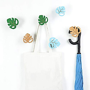 Kelendle 4Pcs Wall Mounted Monstera Wooden Coat Hooks with Mounting Hardware Single Wall Hook Rack Clothes Hanger Organizer (Beech)