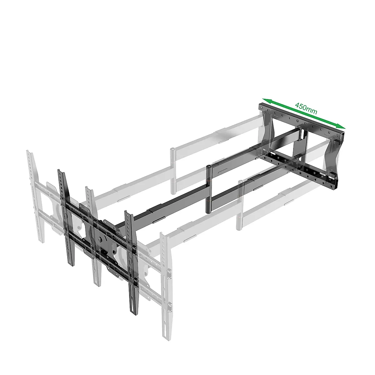 Physix 2120 Long arm TV Wall Mount for 32-75 inch Screens | Extra Long Extension up to 47 inch | Heavy-Duty TV Mount Holds up to 77 lbs | Full-Motion, swivels up to 180° | Max. VESA 400x400