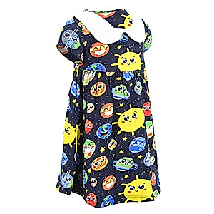 Unique Baby Girls Outer Space Back to School Skater Dress (5Y, Navy Blue)