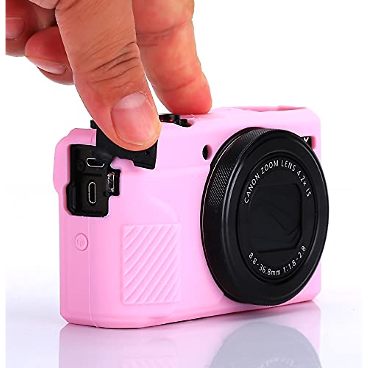 G7X Camera Silicone Case Ultra-Thin Lightweight Rubber Soft Silicone Case Bag Cover for Canon PowerShot G7X G7X Mark II G7X Mark III + Microfiber Cloth (Pink)
